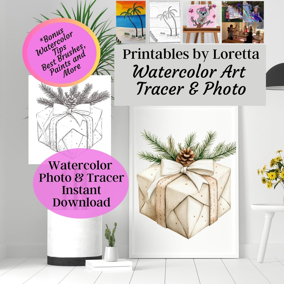 Watercolor Paint Kit , Holiday Gift, Tracer and Reference Photo, Bonus ...