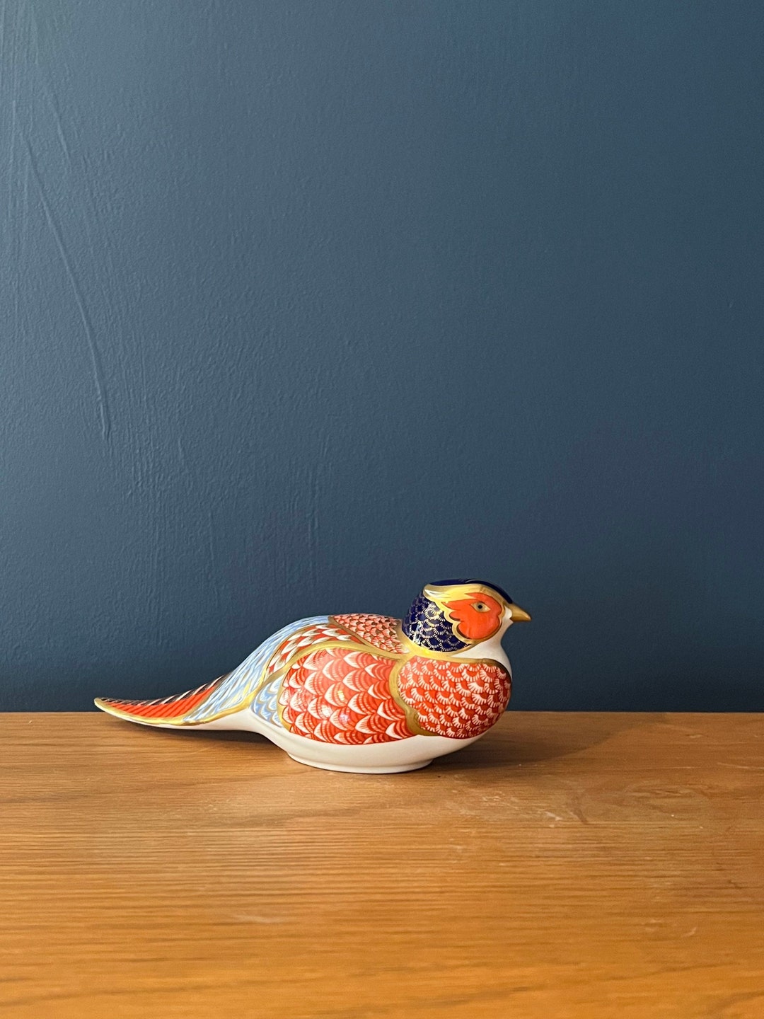 Vintage Royal Crown Derby Pheasant Paperweight Gold Button - Etsy