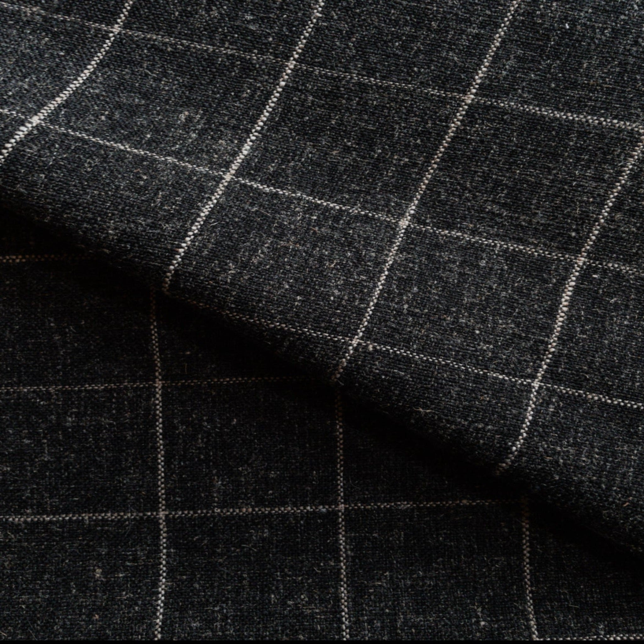 Black Plaid Fabric Upholstery Charcoal Windowpane Plaid Fabric for ...