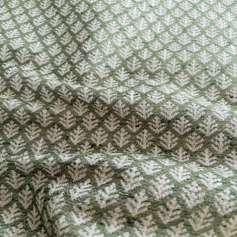 Green Textured Upholstery Fabric Green Botanical Leaf Fabric Green ...