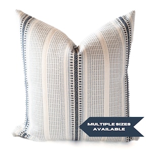 Striped Throw Pillow Textured Blue Modern Pillow Striped Bed Pillow ...