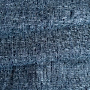 Blue Linen Look Fabric, Blue Drapery Fabric by the Yard, Solid Blue ...