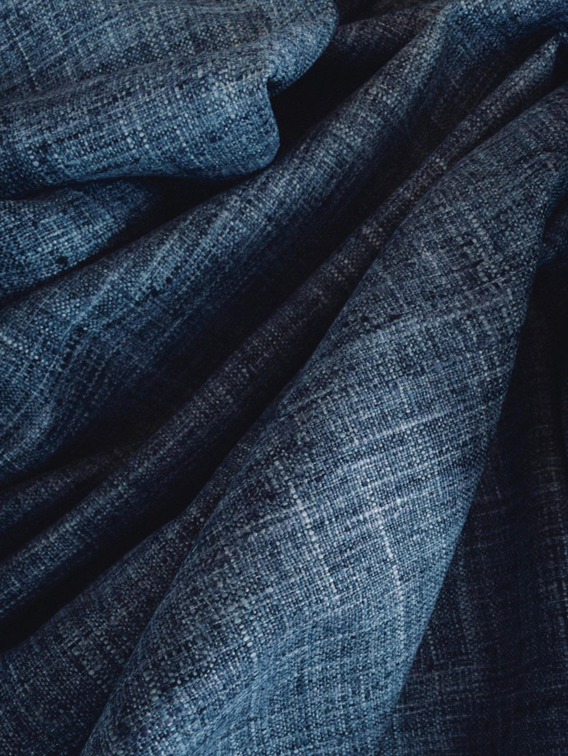 Blue Linen Look Fabric Blue Drapery Fabric by the Yard Solid - Etsy