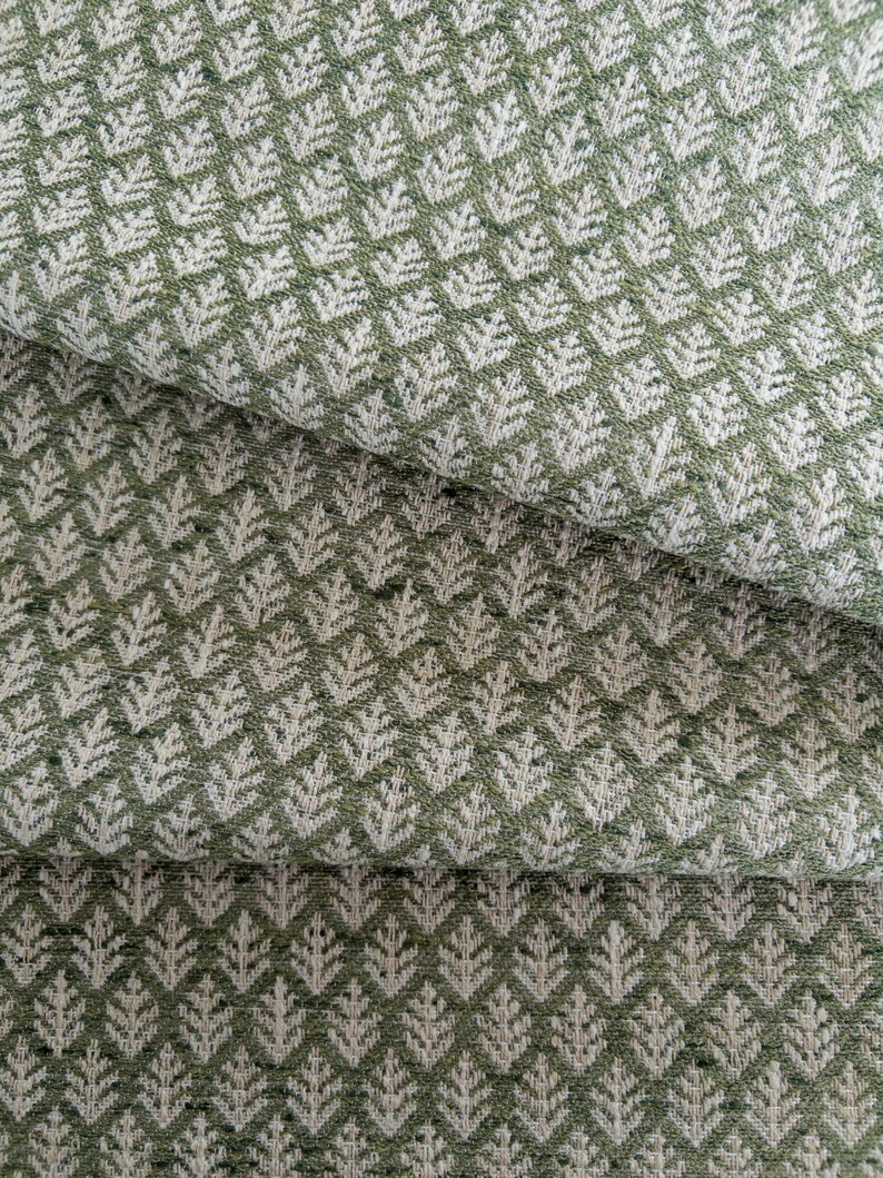 Green Textured Upholstery Fabric Green Botanical Leaf Fabric Green ...