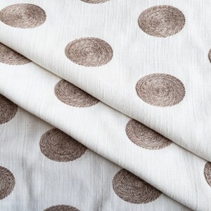 White Geometric Sample Drapery Fabric, Polka Dot Embroidered Drapery ...