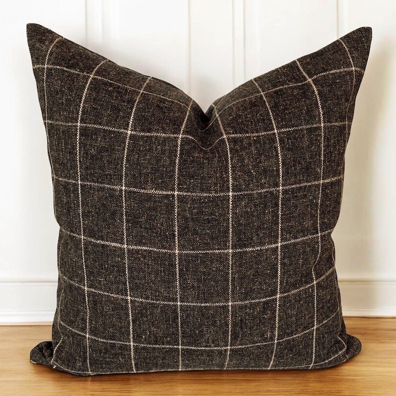 Neutral Windowpane Pillow - Etsy