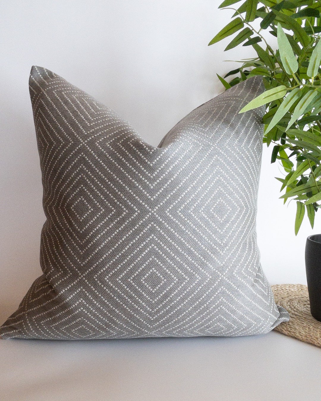 Modern Grey & White Geometric Pillow, Trendy Accent Pillow, Grey ...