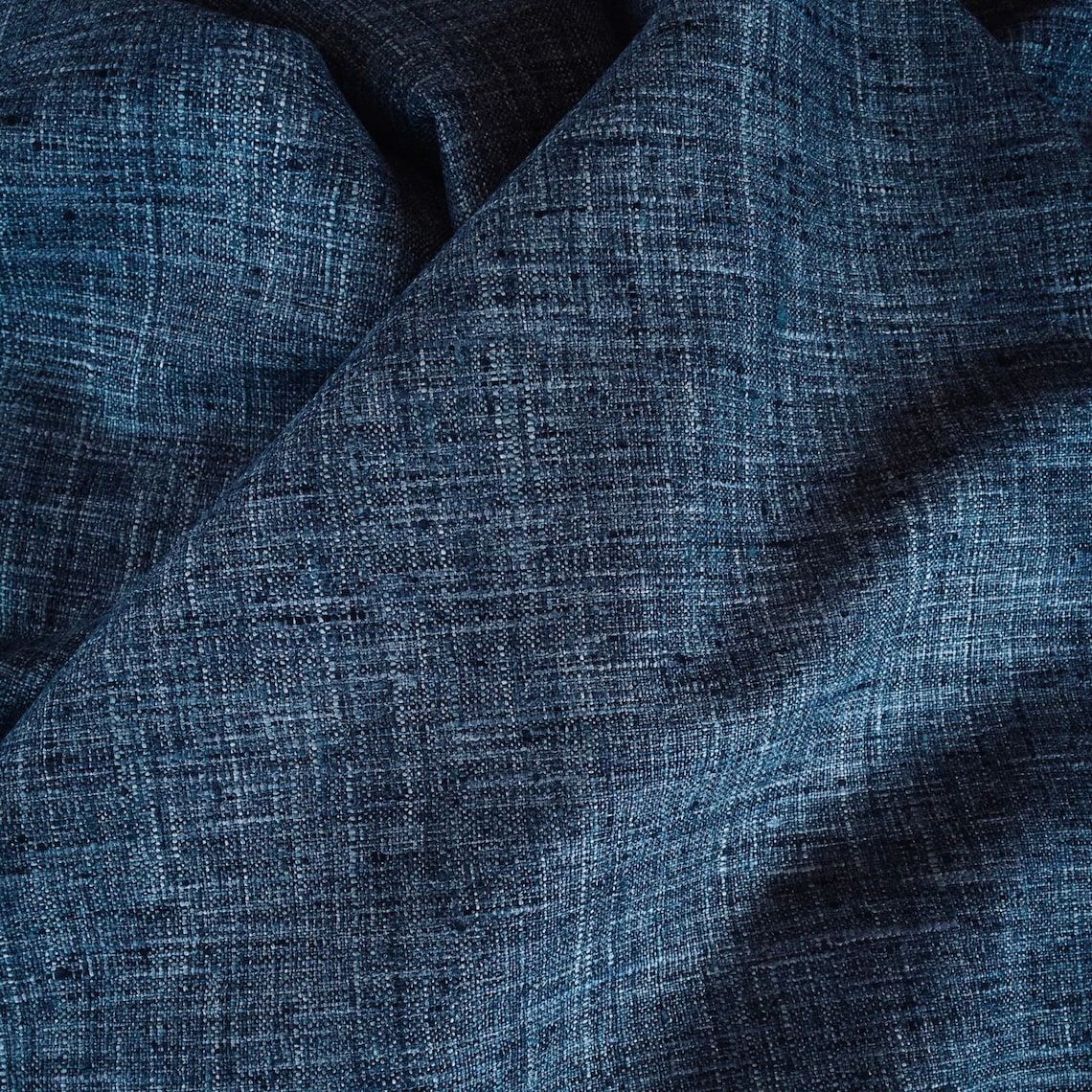 Blue Linen Look Fabric Blue Drapery Fabric by the Yard Solid - Etsy