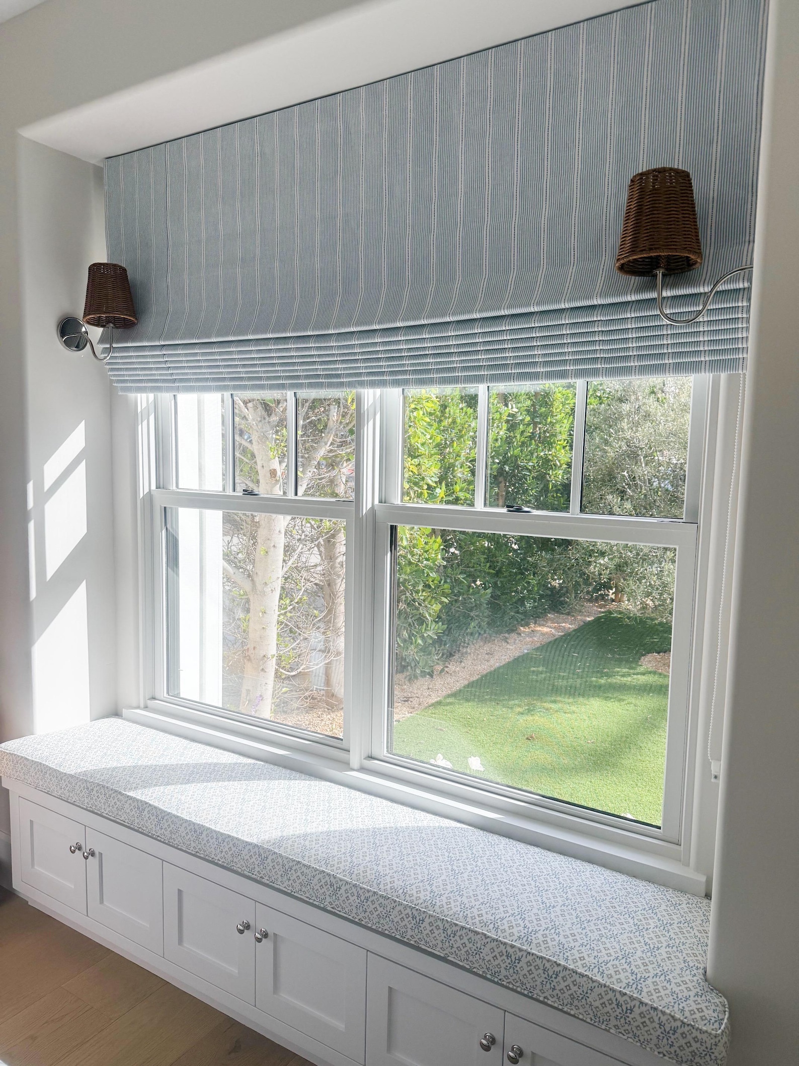 Blue & White Striped Drapery Fabric Modern Striped Designer Curtain ...