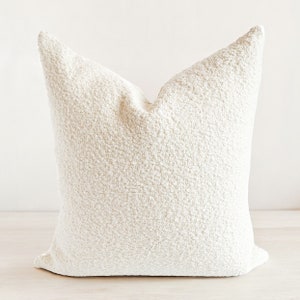 Cream Textured Boucle Pillow Cover White Neutral Throw Pillow Modern ...