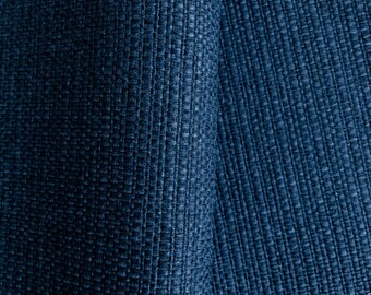 Blue Linen Look Fabric, Blue Drapery Fabric by the Yard, Solid Blue ...