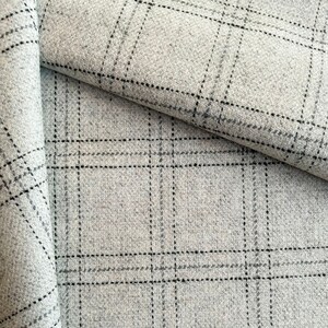 Grey Plaid Upholstery Fabric, Wool Plaid Fabric by the Yard, Grey ...