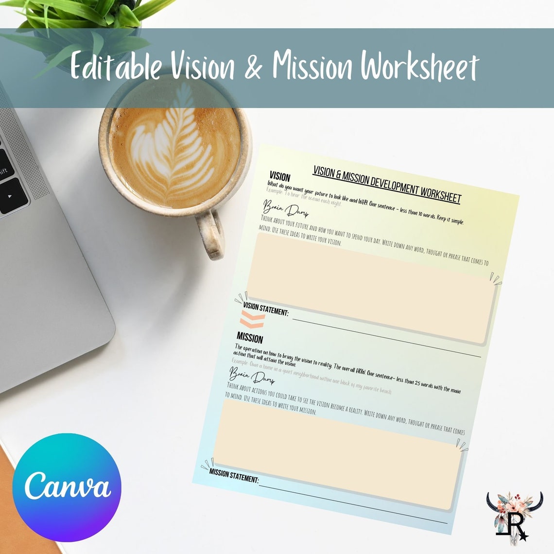 Develop Your Vision & Mission Statement - Canva Template Download - Etsy