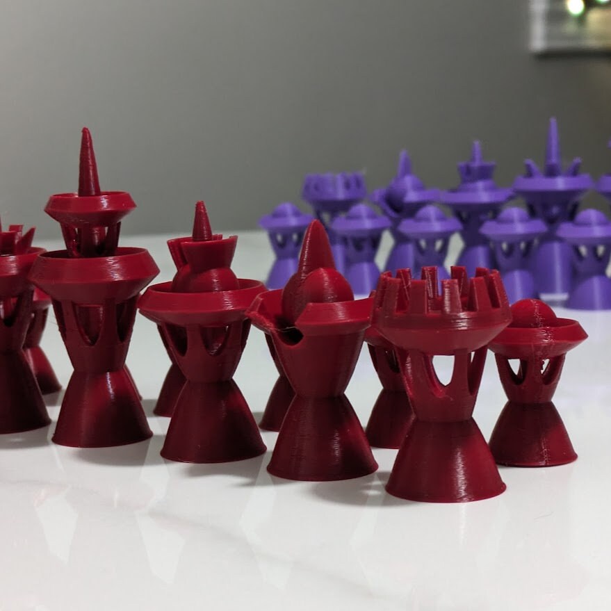 Crowned Fortress Chess Set, 3D Printed With Multiple Color Options ...