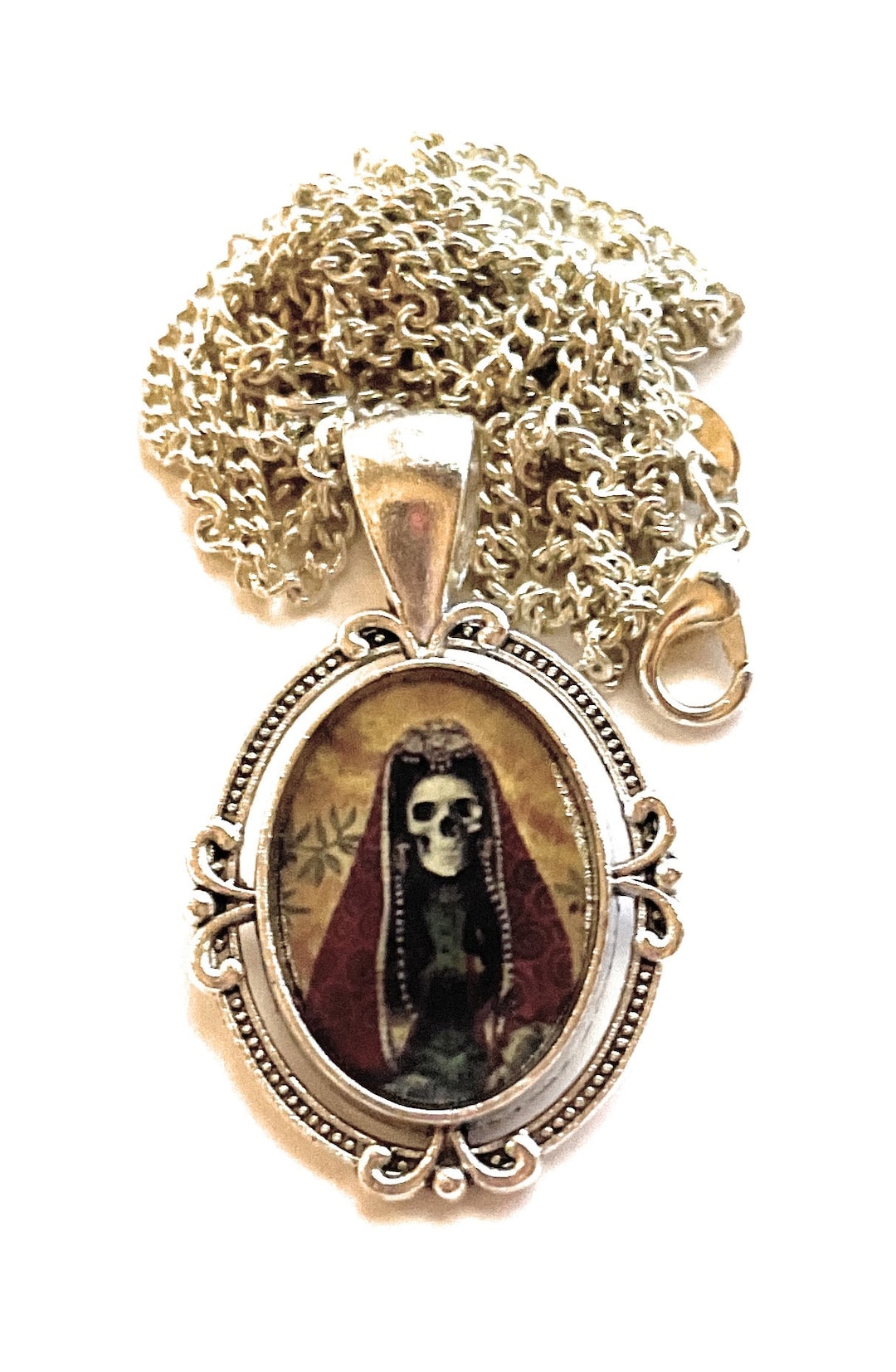LA SANTA MUERTE Medal Small Medal With 925m Silver Chain Handmade ...