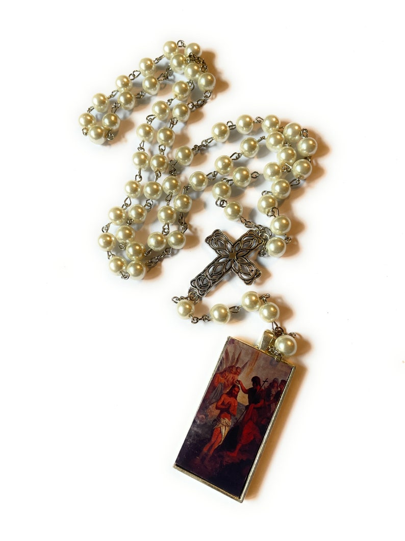 The Baptism of Christ - Unisex Quadrangular Medal Pearlized Crystal ...