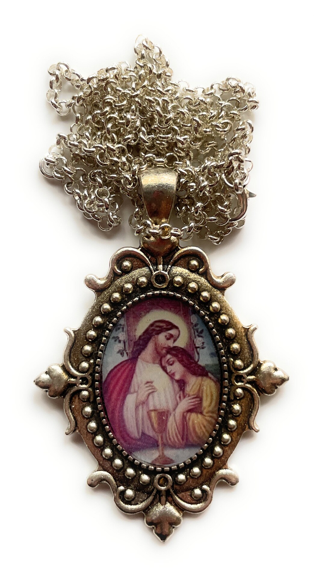 Jesus and Maria Magdalena Medal Collier Handmade Enameled by - Etsy