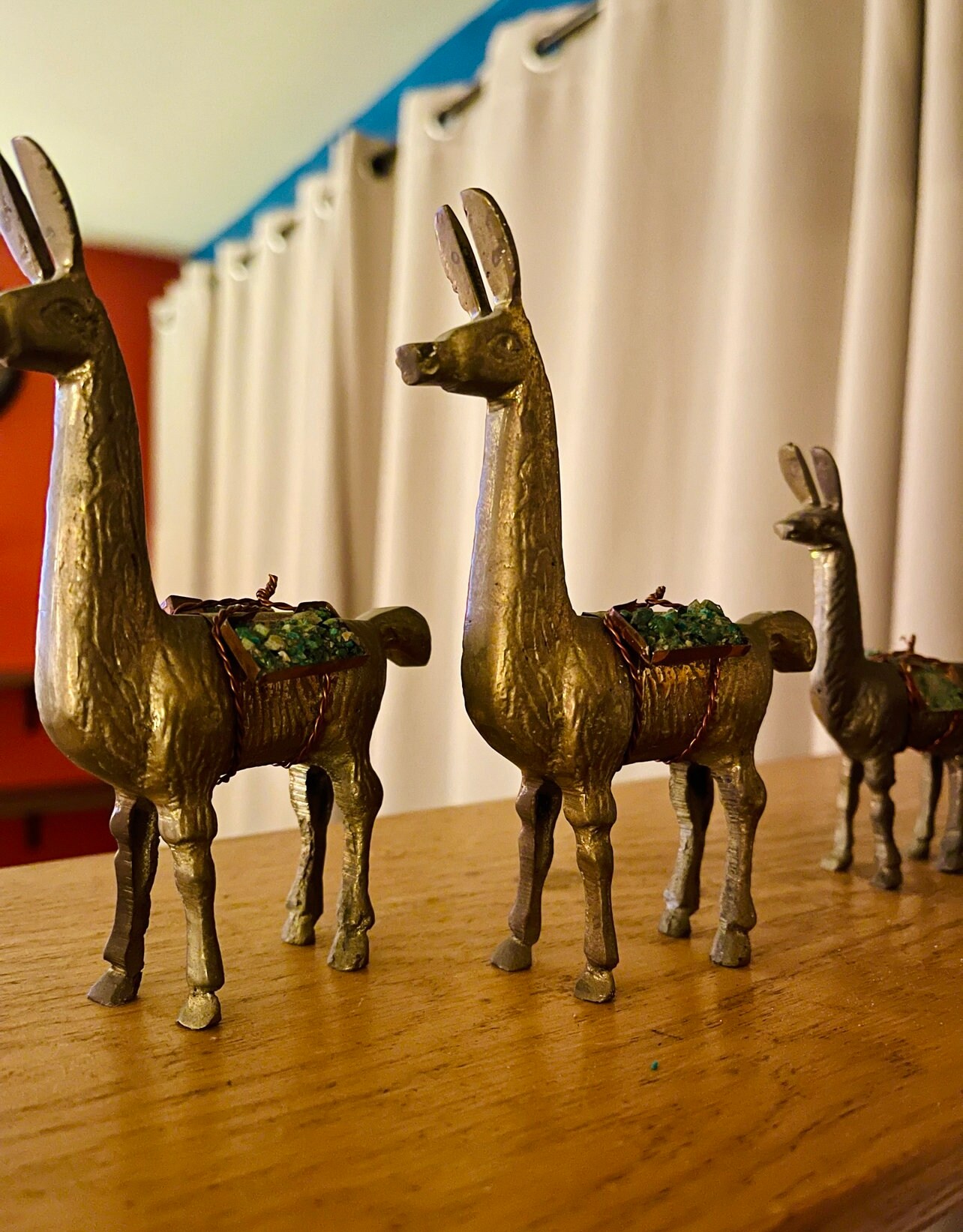 Familia de llamas de bronce con monturas de piedra turquesa - Etsy México