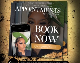 Hair Booking Flyer, Book Now Flyer, Appointment Flyer, Walk Ins Flyer ...