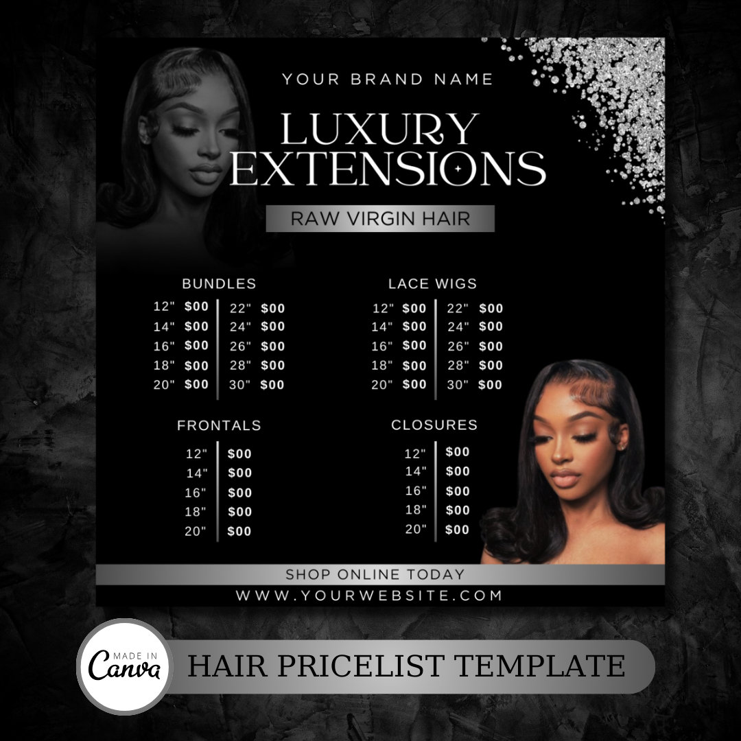 DIY Hair Pricelist Flyer, Hair Sale, Bundle Deals, Hair Extensions Wig ...