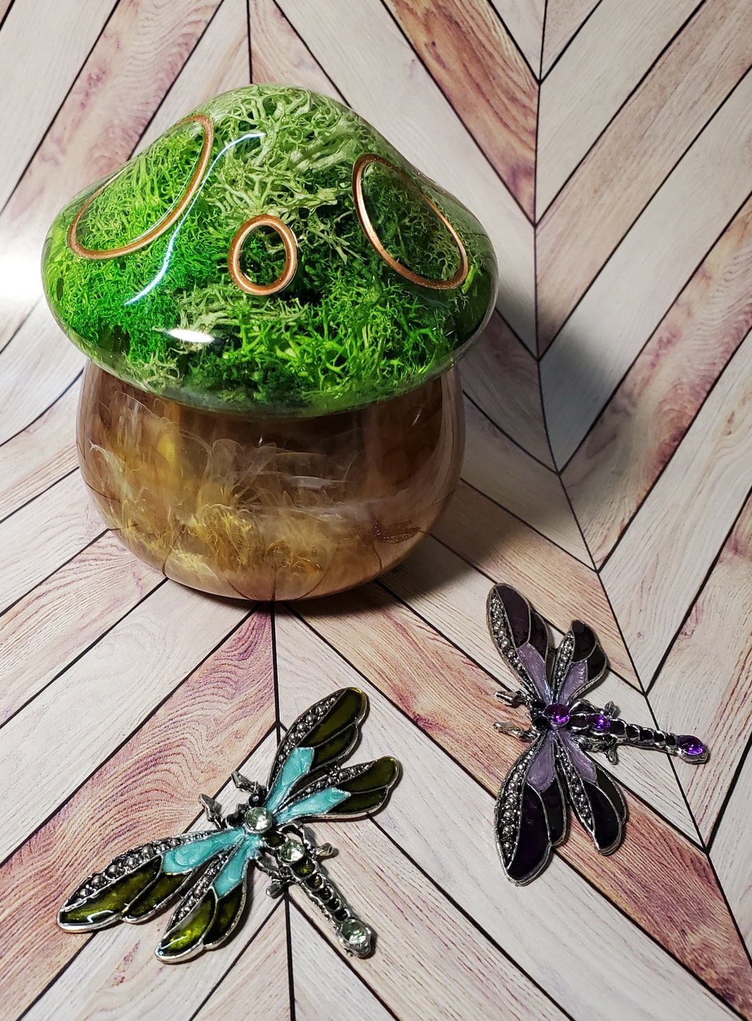 Whimsical Resin Mushroom With Reindeer Moss, Fungi Jar With Lid ...