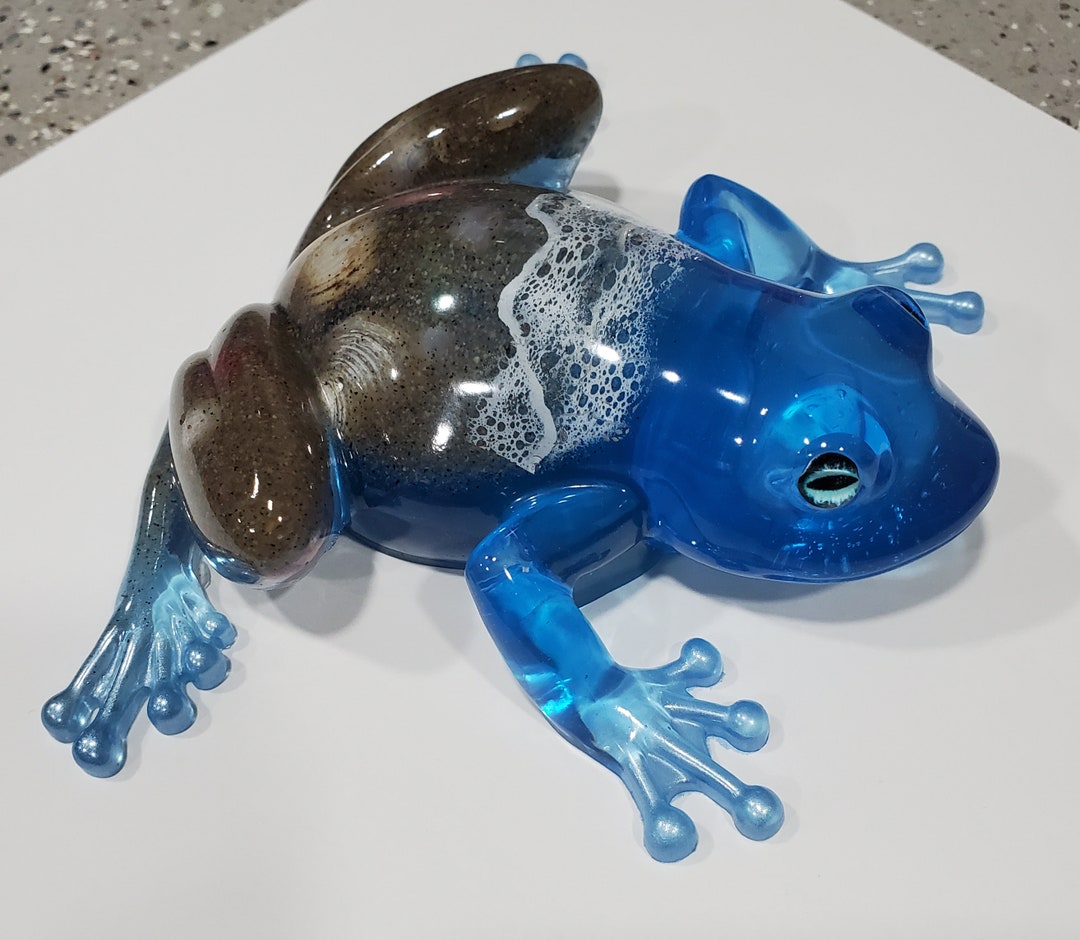 Turquoise Blue Resin Frog With Real Sand and Shells From Long Beach ...