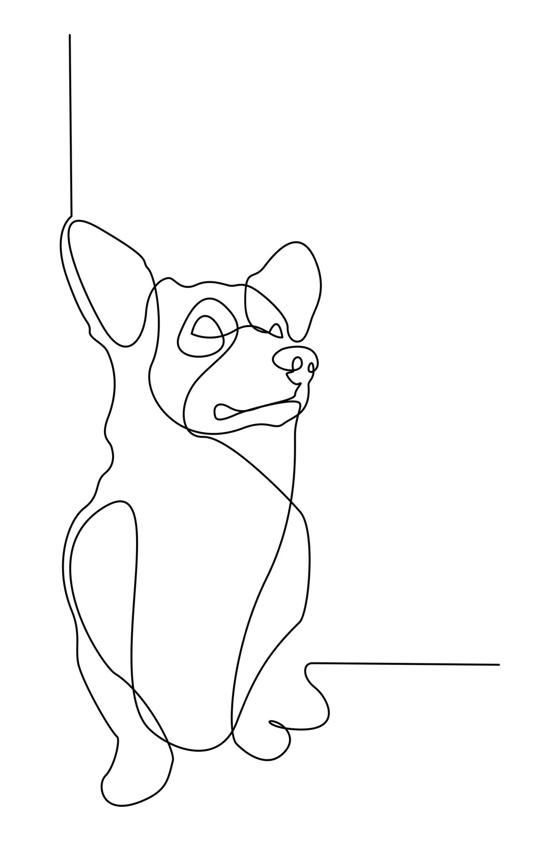 Corgi One Line Art digital Download | Etsy