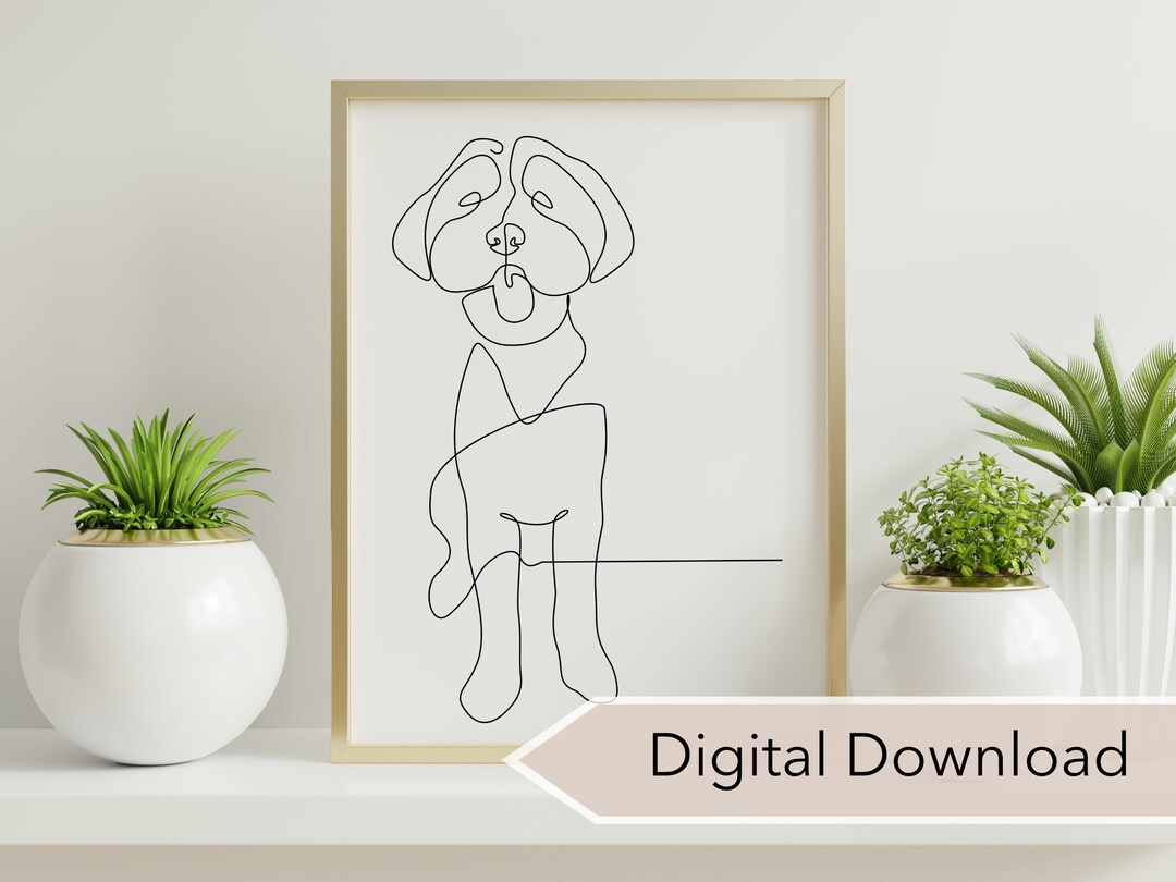 Goldendoodle Labradoodle Wall Art | Line Drawing | Digital Download - Etsy