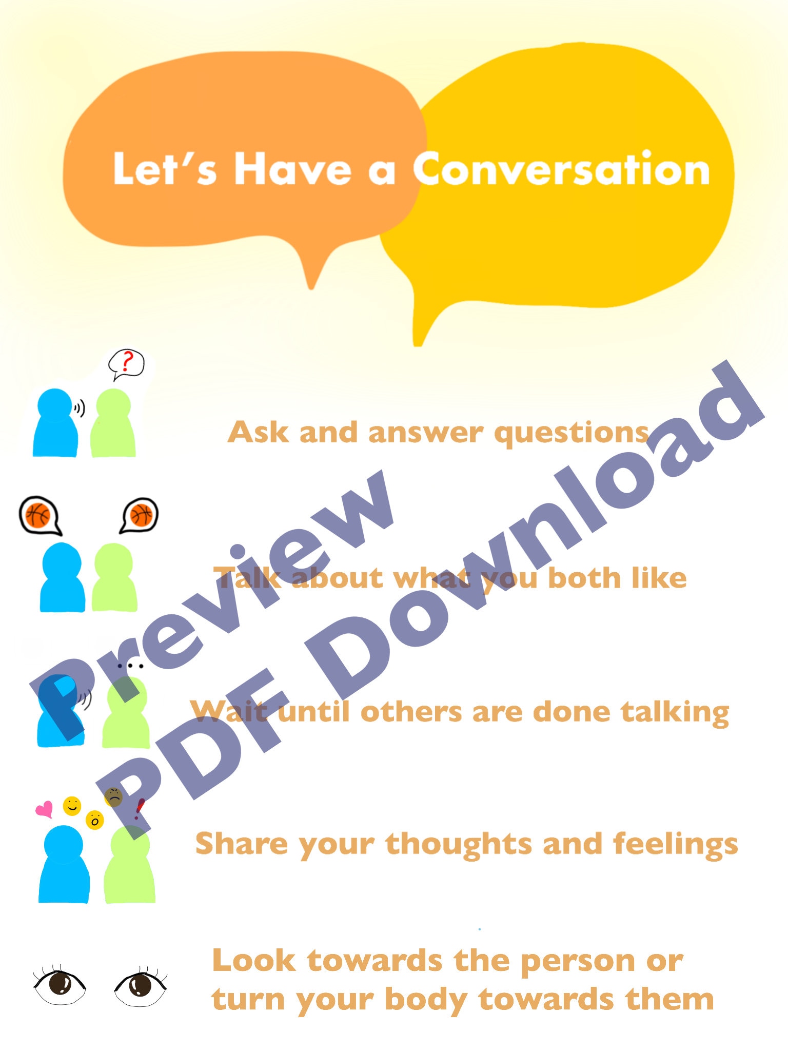 Conversation Skills Visual: Teaching Social Skills, Printable - Etsy