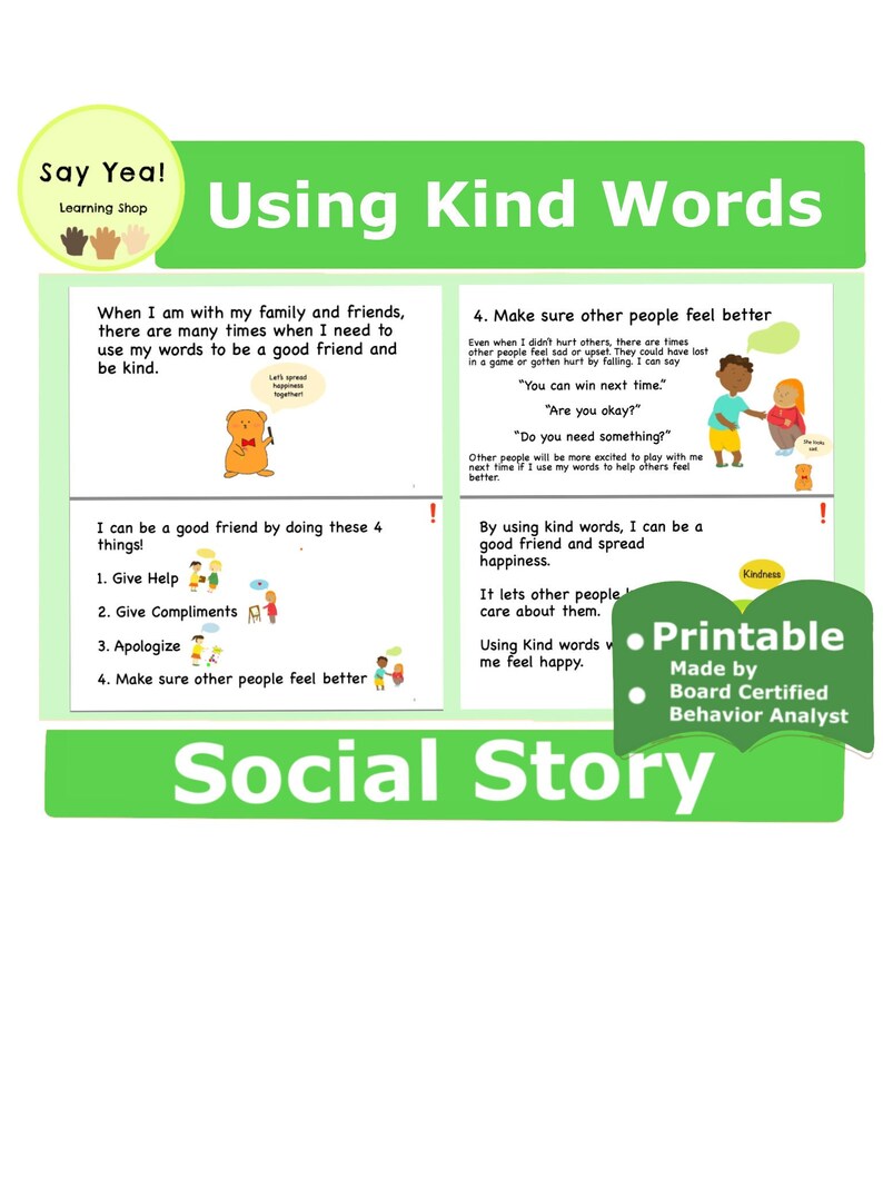 Social Story for Young Children and Learners With Autism: Using Kind ...
