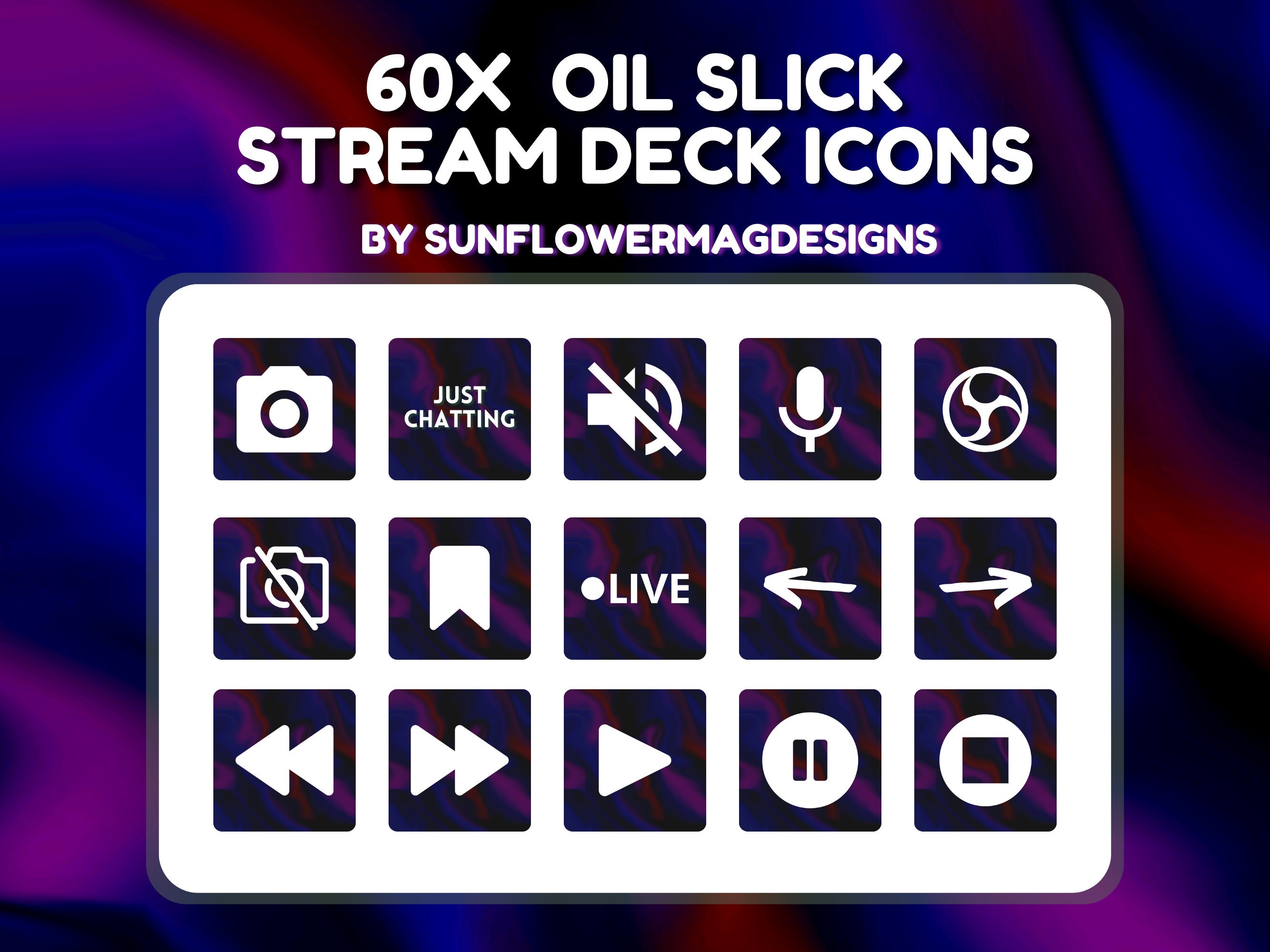 Dark Oil Slick Elgato Streamdeck Icons Purple Goth Streamer Twitch ...