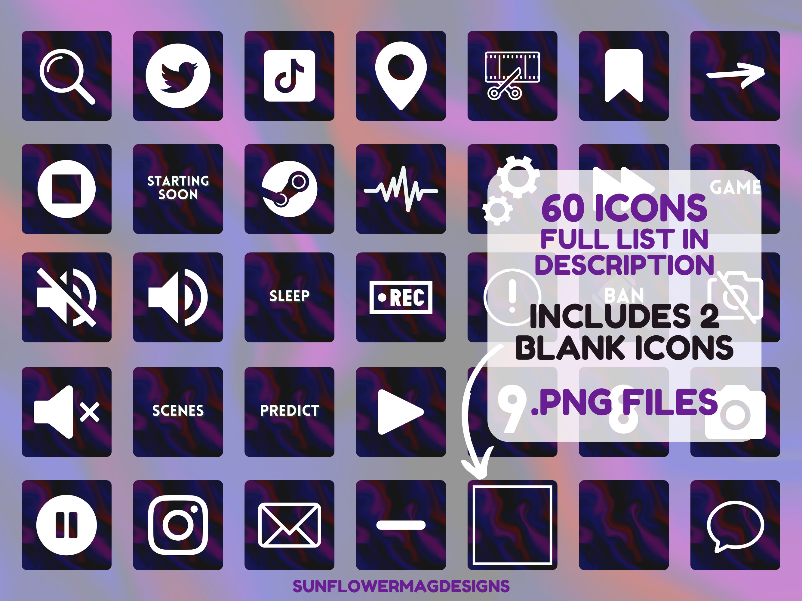 Dark Oil Slick Elgato Streamdeck Icons Purple Goth Streamer Twitch ...