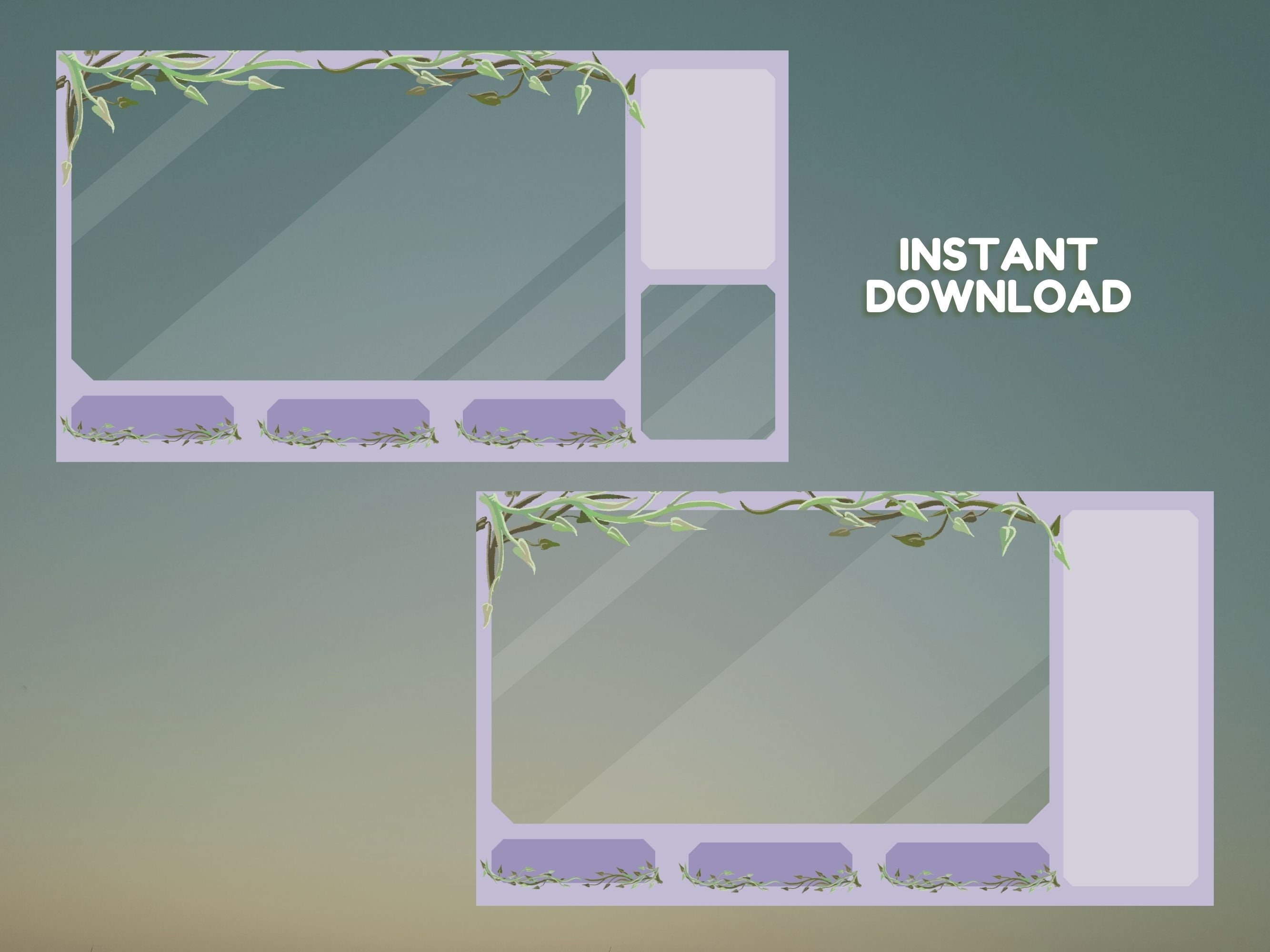 Animated Lavender Vines Streamer Overlay Package for Twitch, Simple ...