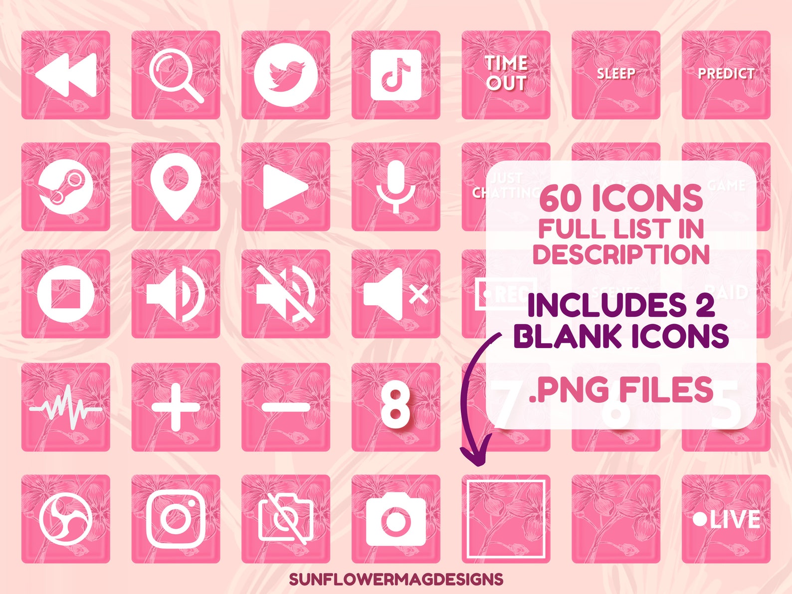 Cherry Blossom Pink Elgato Streamdeck Icons - Cute Floral Tree Plant ...