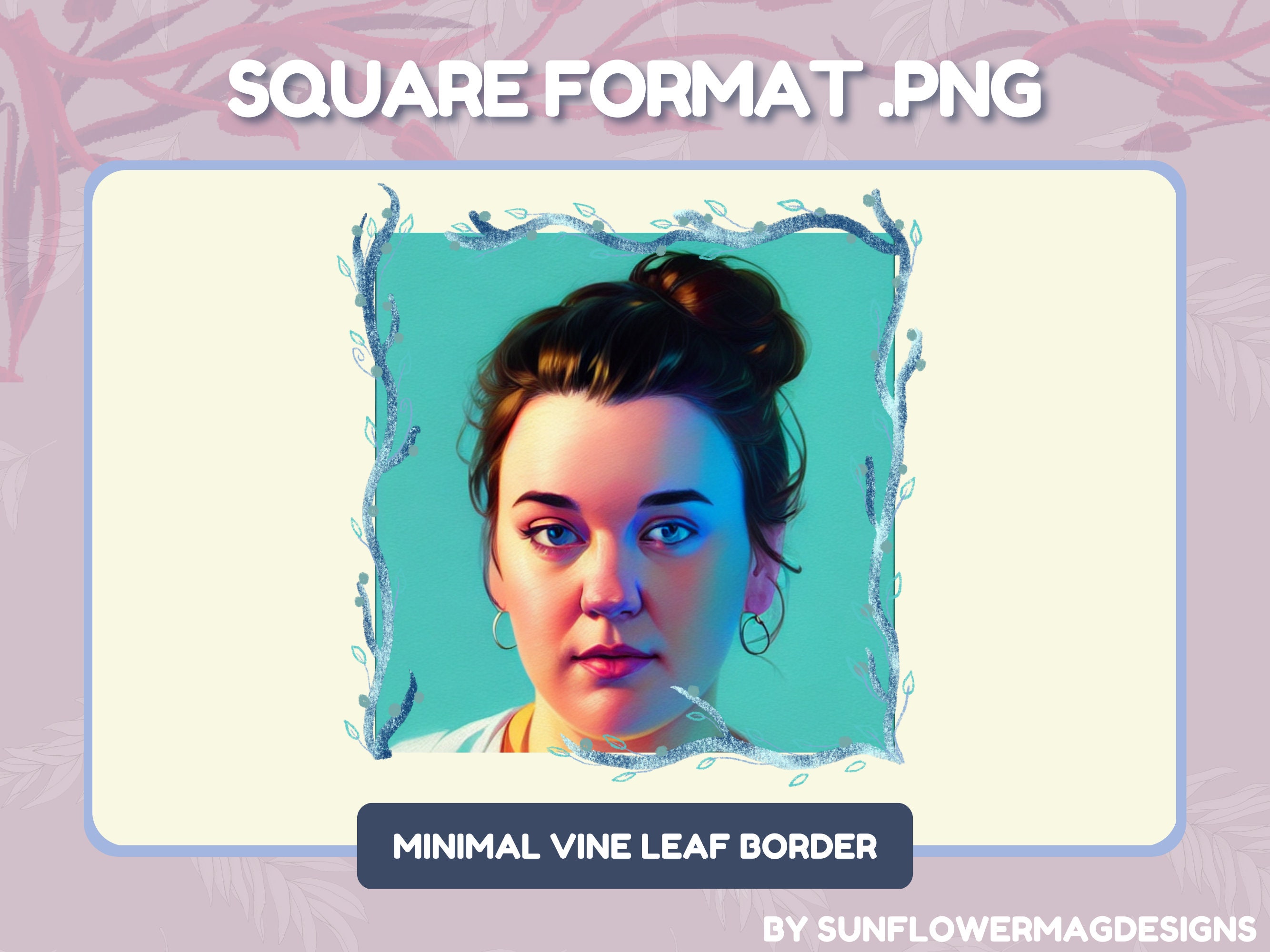 Blue Plant Webcam Border Twitch Camera Vines Minimal Hand Drawn Flowers ...