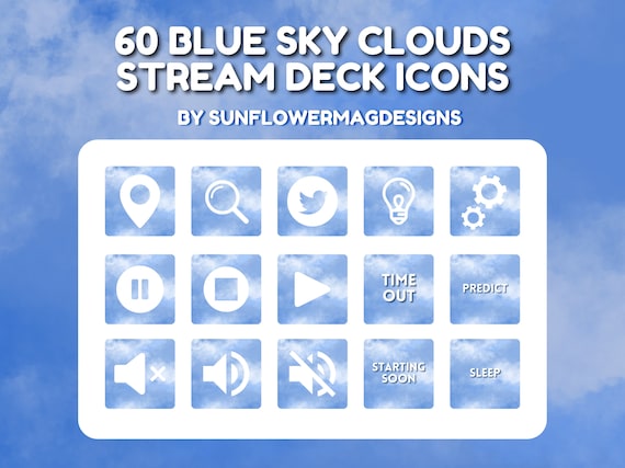 Blue Sky Clouds Elgato Streamdeck Icons Cute Light Blue | Etsy
