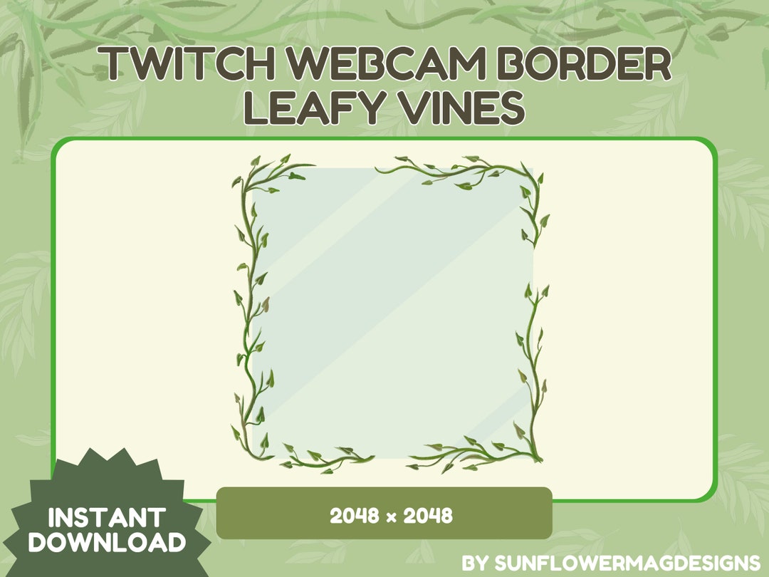 Twitch Webcam Border Camera Green Vines Minimal Hand Drawn Cozy Games ...