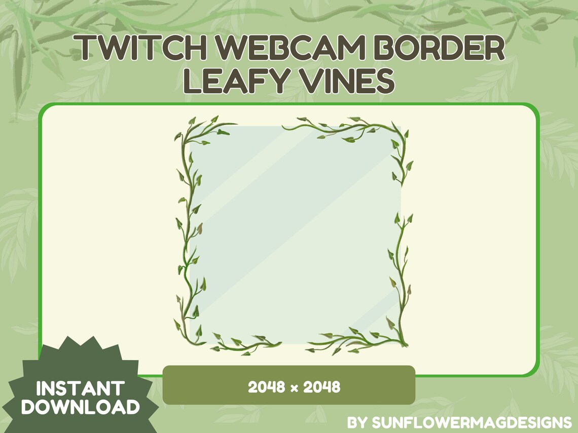 Twitch Webcam Border Camera Green Vines Minimal Hand Drawn - Etsy