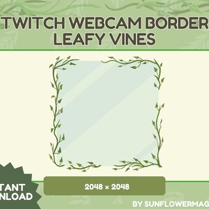 Twitch Webcam Border Camera Green Vines Minimal Hand Drawn - Etsy
