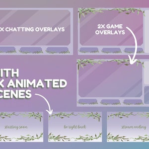 Animated Lavender Vines Streamer Overlay Package for Twitch, Simple ...