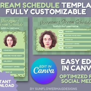 Customizable Weekly Stream Schedule Template Twitch Youtube - Etsy