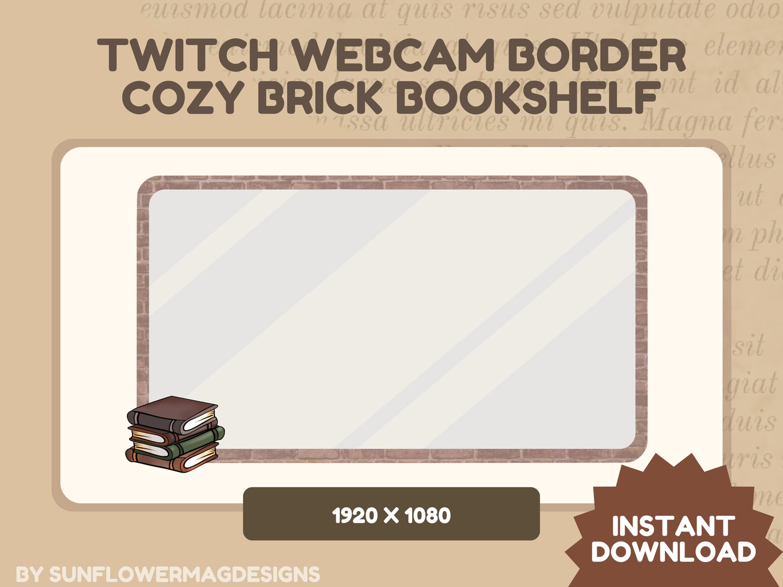 Twitch Webcam Border Camera - Cozy Brick Bookshelf Reader | Cozy Games ...