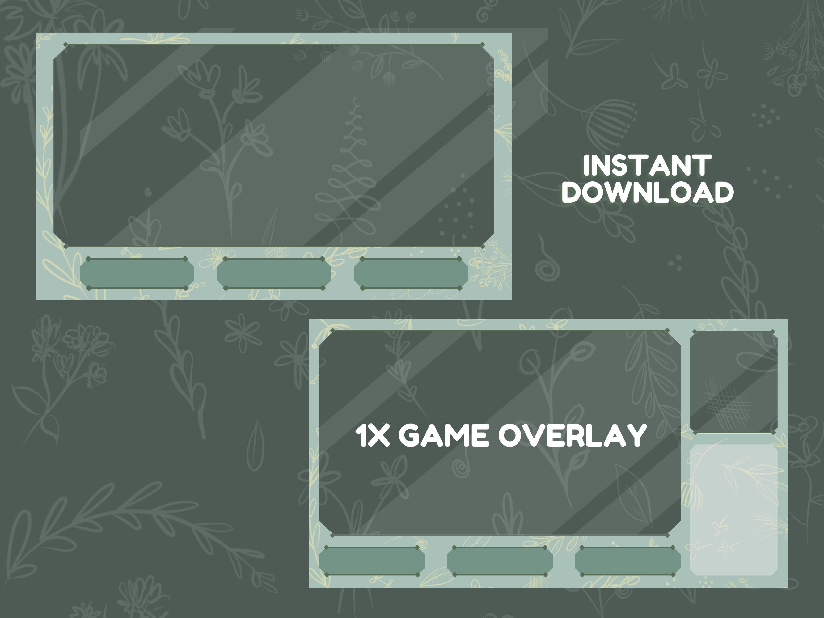 Pale Sage Green Animated Stream Overlay Package for Twitch, Simple ...