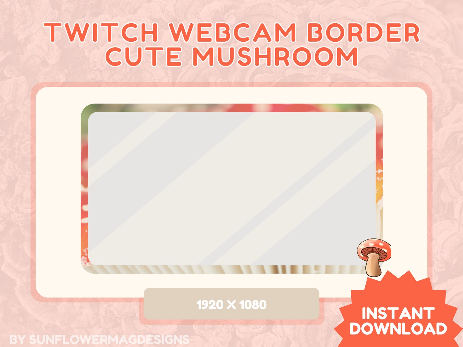 Cute Mushroom Webcam Border Twitch Camera Fungi Cozy Games, Cottagecore ...
