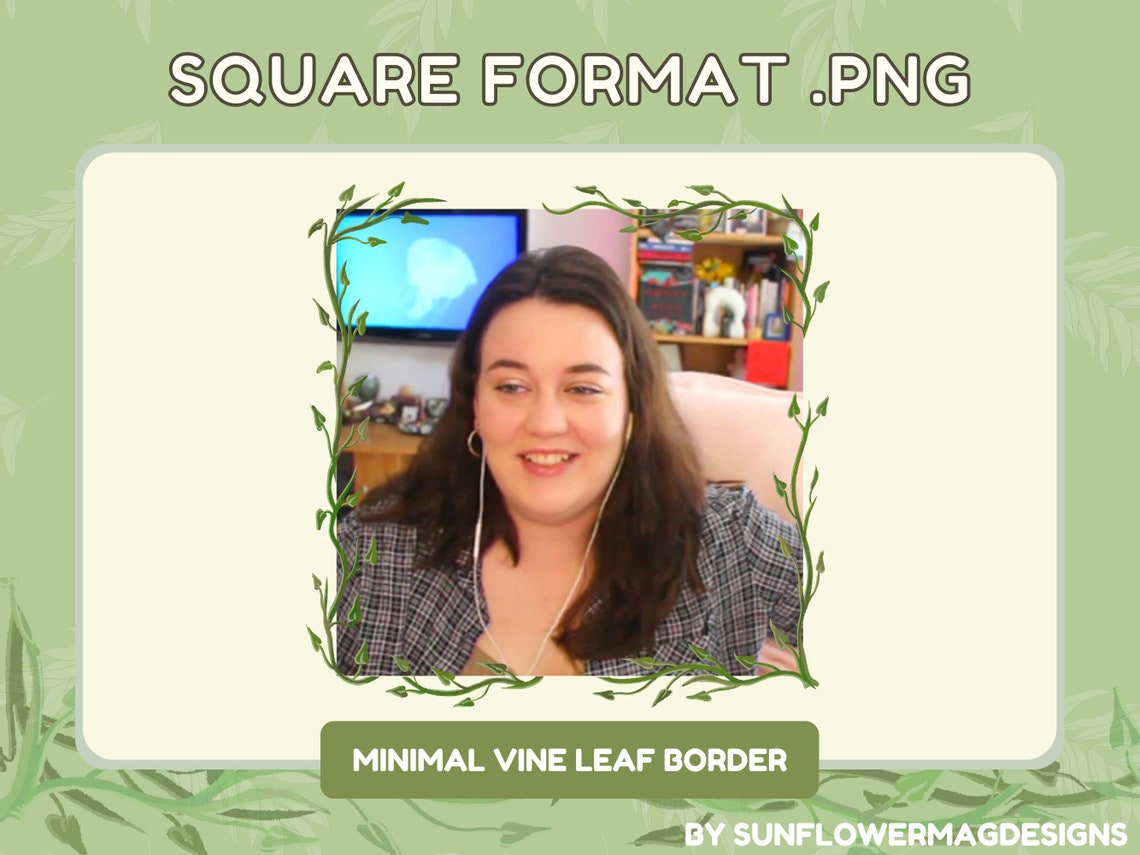 Twitch Webcam Border Camera Green Vines Minimal Hand Drawn - Etsy