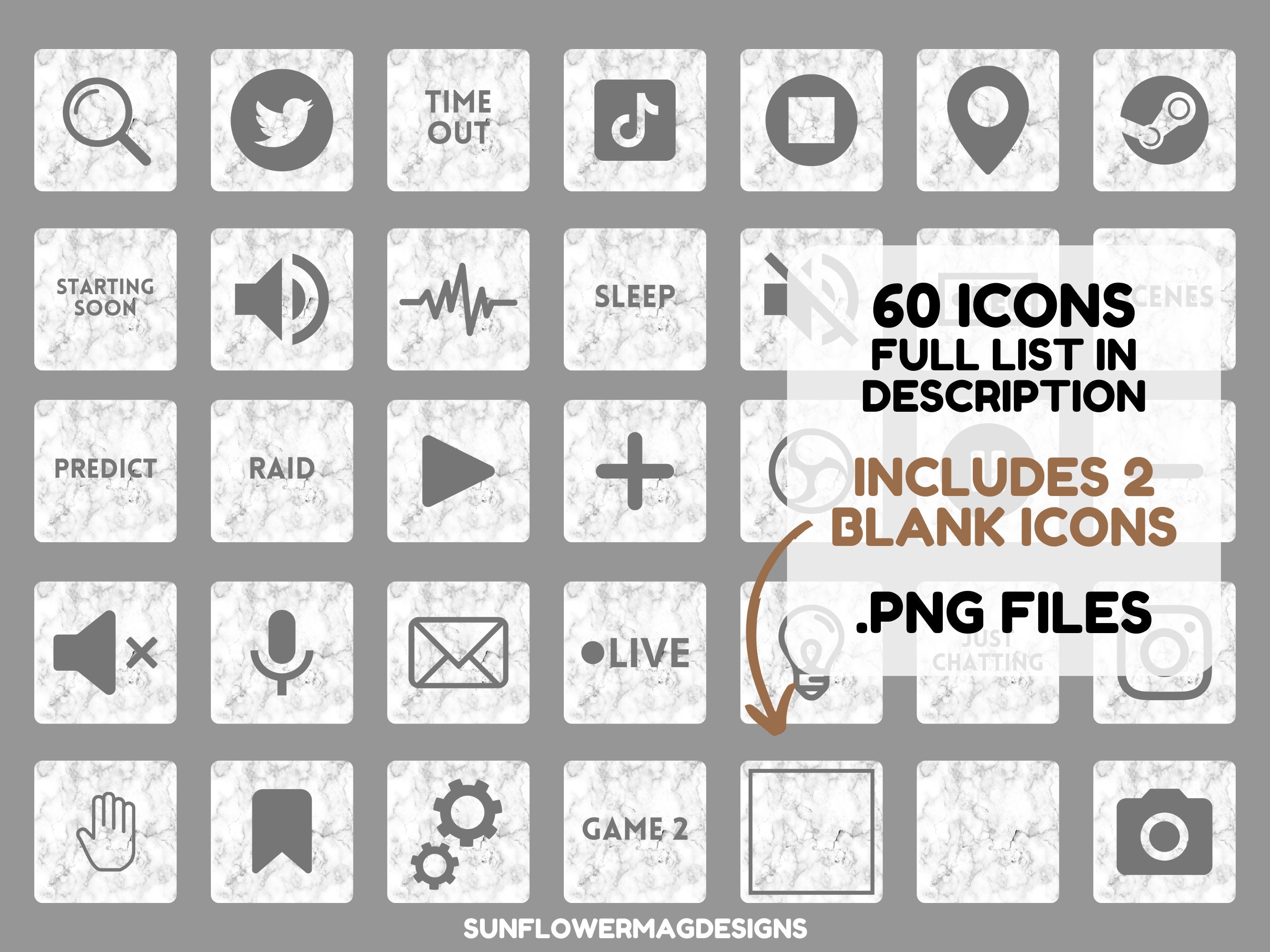 White Marble Elgato Streamdeck Icons - Modern Stone Minimal Aesthetic ...