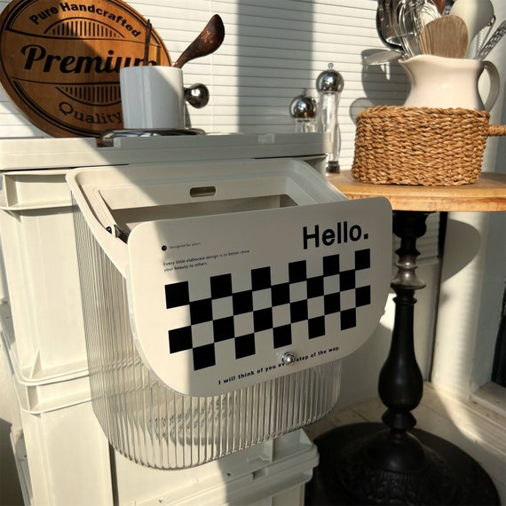 Cream Flip-top Bin / Hangable Bin / Checkerboard Bin / Kitchen - Etsy