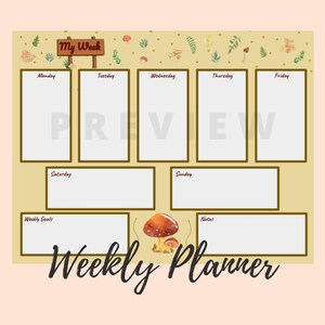 Weekly Planner, Cottagecore, Woodland Aesthetic | Printable Digital ...
