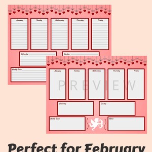 Valentine's Day Weekly Planner | February Themed Weekly Planner | 11" X ...