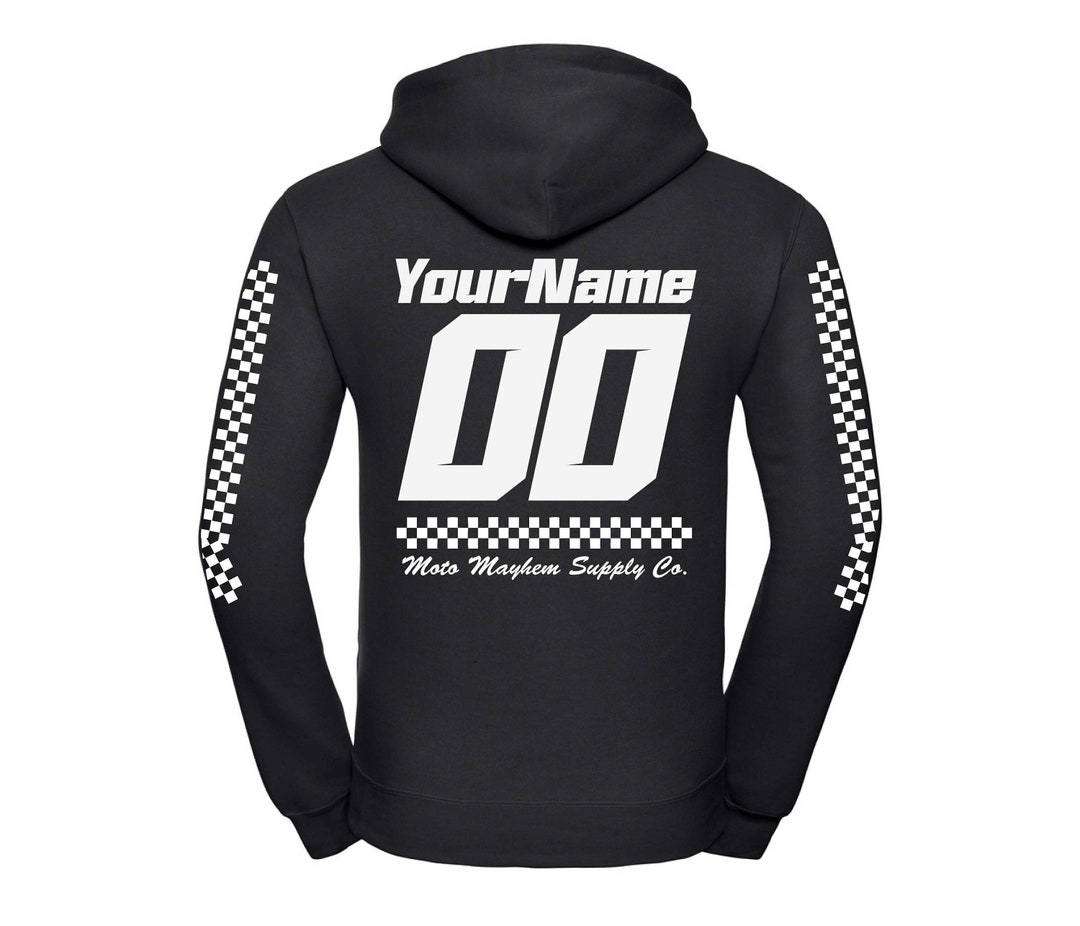 Adult Custom Race Hoodie, Name & Number Motorsport Pullover Hoody ...